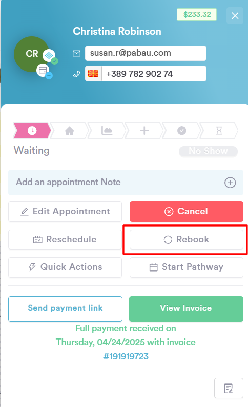 How to Rebook an Appointment