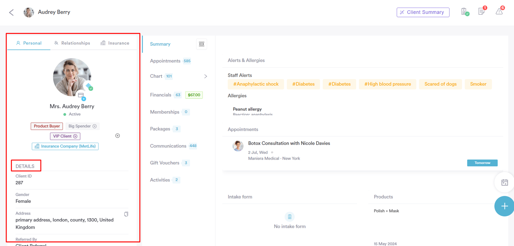 Overview of Clients and Client Card